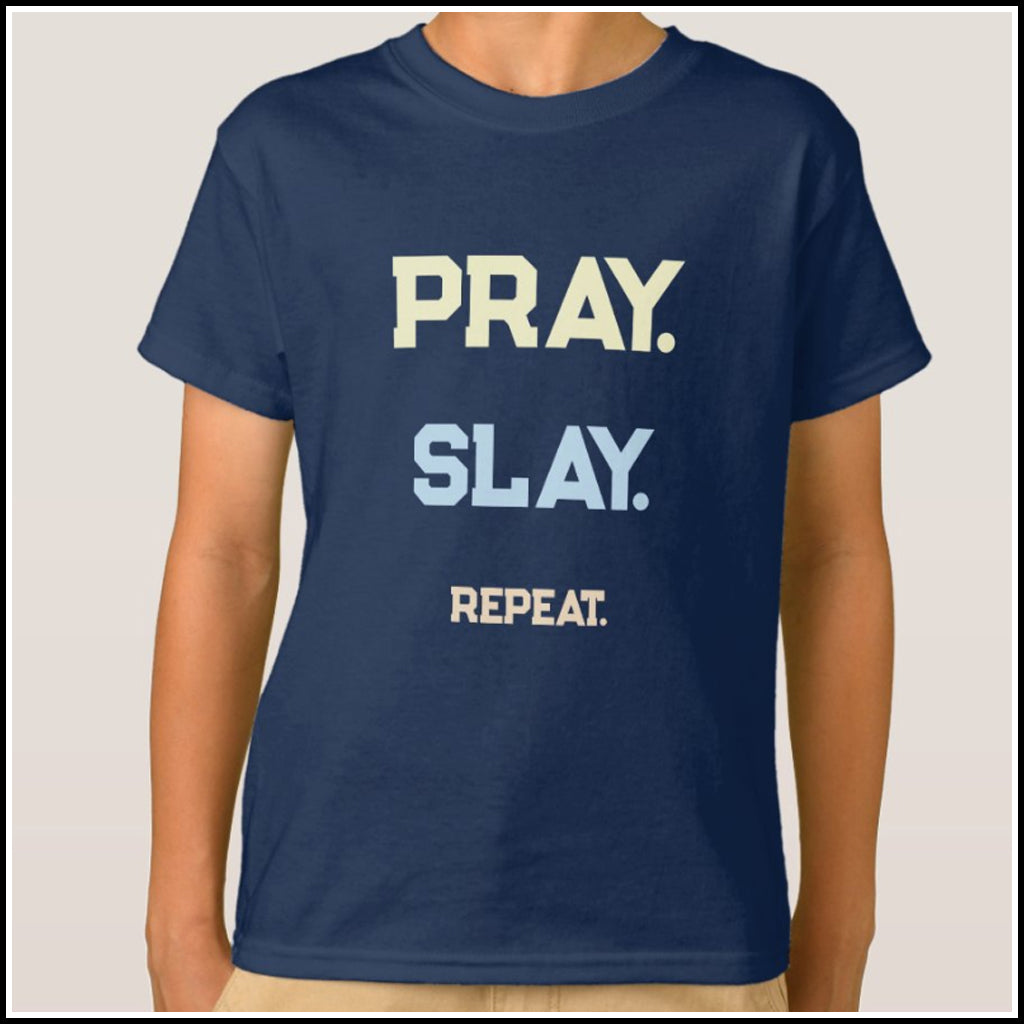 Kids T-Shirt - Praying Mantis - Pray. Slay. Repeat. – PrayingMantisShop.com